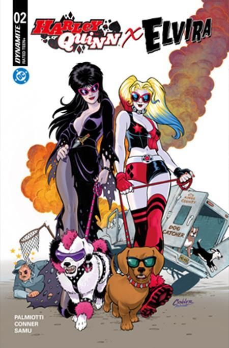 Harley Quinn x Elvira #2 (Amanda Conner Dogs Cover) | Fresh Comics